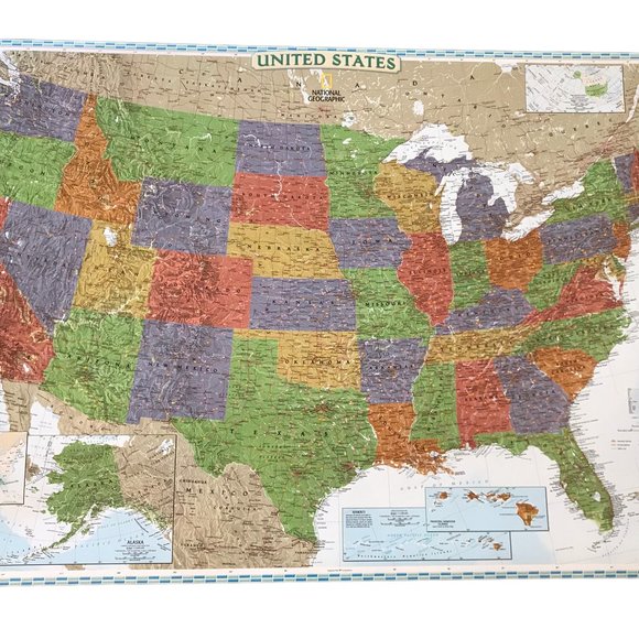 National Geographic | Art | Large Laminated Us America United States ...